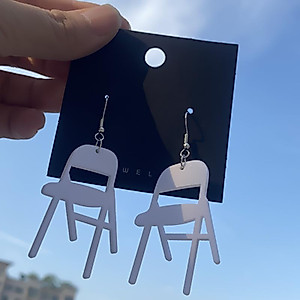 Folding Acrylic Chair Earrings Fight Chaire Earrings for Women (White)
