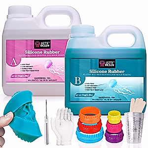 LET'S RESIN Super Elastic Silicone Mold Making Kit 10A,70.5oz Teal Color Mold Making Liquid Silicone Rubber, Ideal for Casting Resin Molds/Silicone Molds/Candle Molds (2KG)