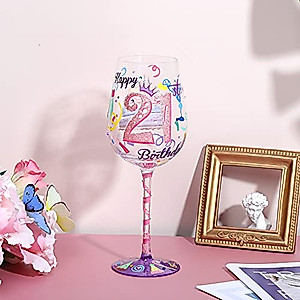 NymphFable Hand-painted Wine Glass 21st Birthday Gift Artisan Painted 15oz Personalised Gift for Her