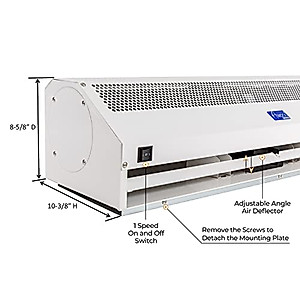 Awoco 36" Super Power 1 Speed 1200 CFM Commercial Indoor Air Curtain, 120V Unheated, ETL & UL Certified to Meet NSF 37 Food Service Standard