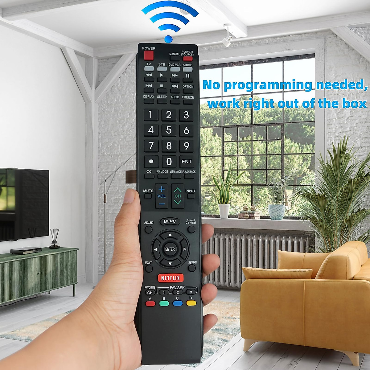 Replaced Remote Control Compatible for Sharp LC-60LE755U LC-60LE640U LC-46LE832U LC60LE820 LC-46LE835 LC-40LE830U AQUOS LED LCD HD TV with Netflix 3D Button