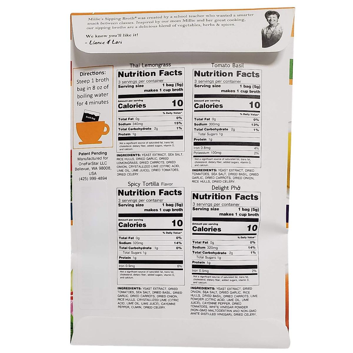 MILLIE'S SIPPING BROTH Steepable Vegetable Broth with Savory Seasonings for Snack Urges | Vegan, Keto, Gluten Free, Intermittent Fasting, and natural | (4 Pack Assortment - 12 Broth Bags Total)