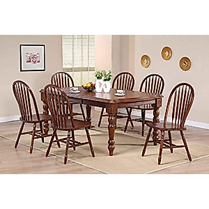 Sunset Trading Andrews Arrowback Windsor Dining Side Chair Chestnut Brown Solid Wood Set of 2