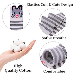 FNOVCO Girls Knee High Socks Cartoon Animal Patterns Cotton Over Calf Socks (6 Pairs Animal)