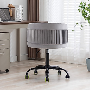 INMOZATA Velvet Home Office Desk Chair, Upholstered Vanity Chairs with Swivel Wheels, Ergonomic Office Chair for Living Room, Bedroom, Office, Vanity Study,Grey