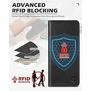 SHIELDON Case for Galaxy S23 5G 6.1", Genuine Leather Galaxy S23 Wallet Case RFID Blocking Credit Card Holder Folio Magnetic Kickstand Shockproof Cover Compatible with Galaxy S23 2023 - Black