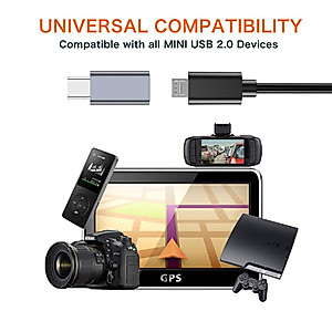 Micro USB to Mini USB 2.0 Adapter, (2-Pack)Micro USB Female to Mini USB 2.0 Male Convert Connector Support Charge & Data Sync Compatible PS3 Controller, MP3 Player, Dash Cam, Digital Camera, Hero 3+