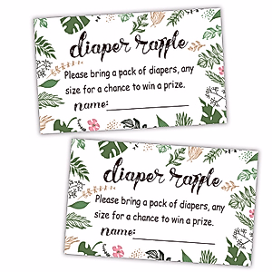 50 Greenery Diaper Raffle Tickets for Baby Shower-Baby Shower Invitations Inserts Request Cards Games Decorations Supplies for Baby Gender Tickets.