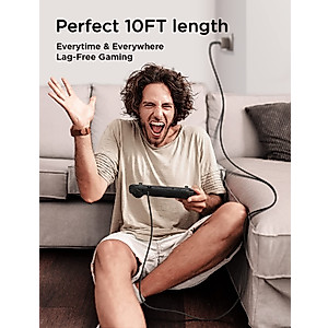 LISEN USB C to USB C Cable 10FT, 90° Right Angle Design Steam Deck PD Fast Charge Cord Specially Designed for Games Compatible with iPhone 16 pro max/15/14/13 Switch, Samsung Galaxy, MacBook, iPad