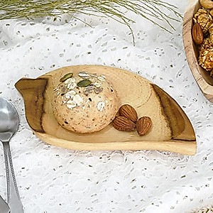 AeraVida Vintage Nature Leaf-Shaped Teak Wood Serving Platter or Bowl | Wooden Platters for Serving Food | Teak Wood Leaf Platter | Leaf-Shaped Wooden Platter