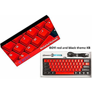 BOYI Wired 60% Mechanical Gaming Keyboard,Mini RGB Cherry MX Switch PBT Keycaps NKRO Programmable Type-C Keyboard for Gaming and Working (Black Red Rose Color,Cherry MX Blue Switch)