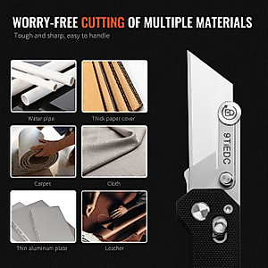 9TiEDC Folding Utility Knife,G10 Handle Heavy Duty Safety Box Cutter,Razor Knife & EDC Pocket Knife with Extra 10PC Blades,Perfect for Household Tools,Office,Factory,Outdoor Use.