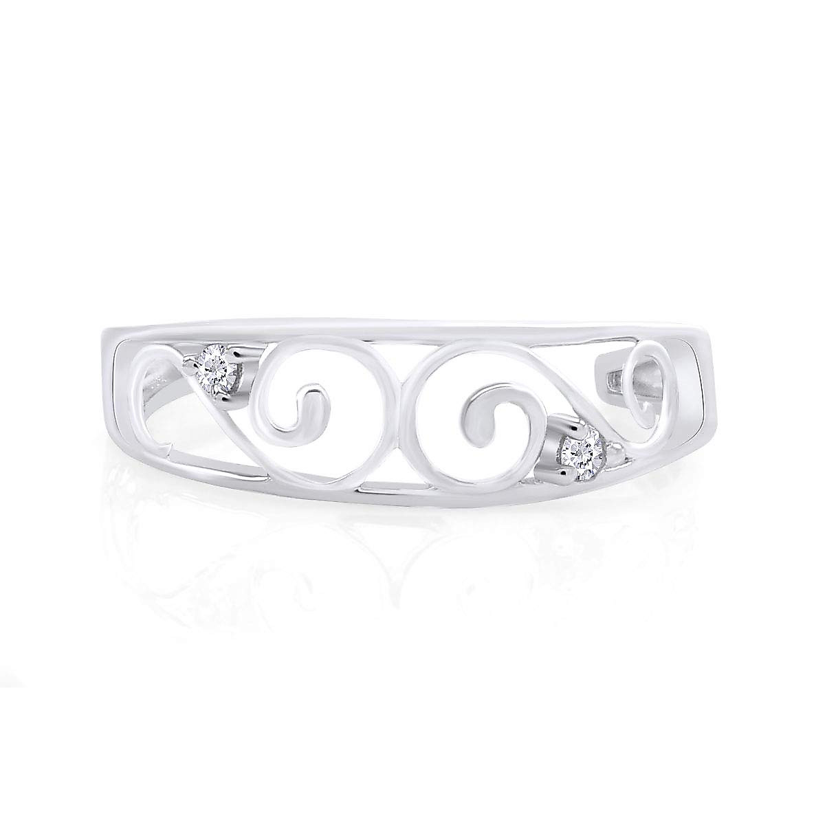 White Natural Round Diamond Accent 14k White Gold Filigree Style Adjustable Toe Ring (I-J Color, I2-I3 Clarity)