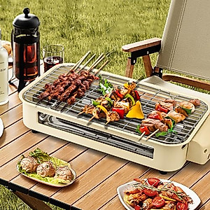 SUEWRITE Electric Smokeless Indoor Grill, Electric Grill Non-Stick Cooking Removable Plate, Portable Korean BBQ Grill with Removable Temperature Control, Dishwasher Safe, 1500W