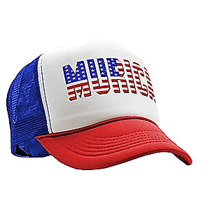 Murica - Fourth of July USA America Patriot - Vintage Retro Style Trucker Cap Hat (R-W-B)