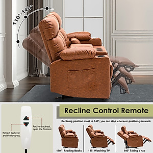 Consofa Power Reclining Loveseat, Reclining Loveseat with Console, Loveseat Recliner with Heat and Massage, Extending Footrest, Power Recliner Loveseat with Lumbar Support, Side Pocket for Living Room