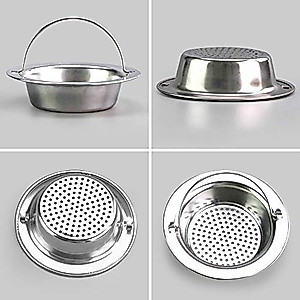 Noridez 2 Pack Upgrade Kitchen Sink Strainer with Handle, Premium Stainless Steel Sink Garbage Disposal Stopper Mesh Basket, Stainless Steel Kitchen Sink Basket Strainer, Wide Rim 4.33" Diameter Large