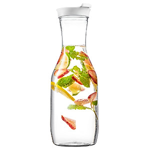 Plastic Pitcher With Lid - 50 oz Water Carafe - Juice Containers with Lids for Fridge - Plastic Milk Jug for Juice Iced Tea and Mimosa - Posh Setting