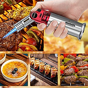 ZEBRE Butane Torch with Fuel Gauge, Refillable Kitchen Torch Lighter with Safety Lock and Adjustable Flame & Tube, Culinary Torch for Desserts, Creme Brulee, BBQ and Baking (Butane Gas Not Included)