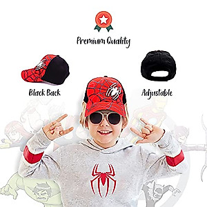 Marvel Spiderman Hat for Boys, Breathable Spiderman Baseball Cap for Toddlers, Boys Ages 3-9