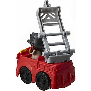 Fisher-Price Little People Toddler Toy to The Rescue Fire Truck Push Along Vehicle with Firefighter Figure for Ages 1+ Years