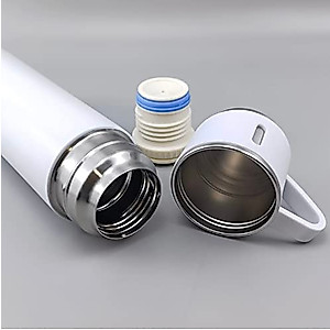 Stainless Steel 500 ML Vacuum Flask/Bottle/Thermos for Hot and Cold Drinks with Three Cups (white)