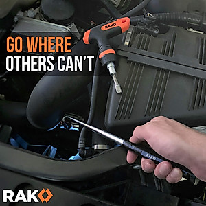 RAK Telescoping Magnetic Pickup Tool - Extendable Magnetic Flashlight - HVAC Tools Gifts for Men - Long LED Magnet Stick Tool for Mechanic, Tech, Handyman - Birthday Gifts for Dad