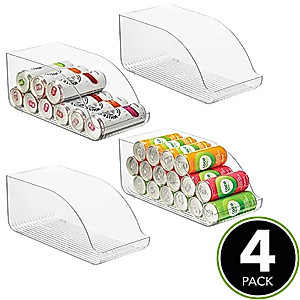 mDesign Compact Plastic Kitchen and Pantry Storage Organizer Bin for Tall Skinny Soda/Pop Cans - Kitchen, Pantry, Refrigerator - 4 Pack - Clear