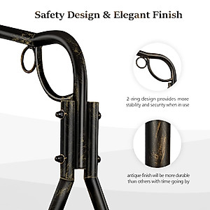 VINGLI Upgraded Metal Porch Swing Stand with Antique Bronze Finish, Heavy Duty 660 LBS Weight Capacity Steel Swing Frame with Extra Side Bars, Powder Coated Hanging Swing Frame Set for Outdoors