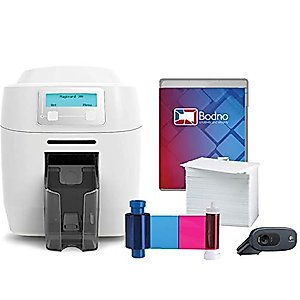 Magicard 300 Single Sided ID Card Printer & Complete Supplies Package with Bodno ID Software - Bronze Edition