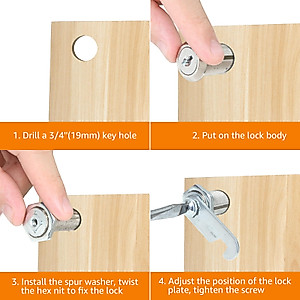 10 Pack 5/8 Cam Lock Keyed Alike Cabinet Locks with Keys Secure Drawer Mailbox File RV Storage Locks Tool Box Locks Replacement Cam Locks for Furniture, Chrome-Finish Zinc Alloy