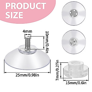 12PCS Screw Suction Cups Glass Suction Pads Clear PVC Plastic Sucker Pads Without Hook Round Threads Suction Cups with Knurled Nut Clear for Outdoor Kitchen Bathroom Window Mirror Daily Hanging(25MM)