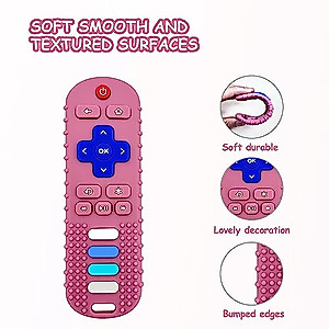 YAPROMO Silicone Teething Toys, Remote Control Shape Teething Toys for Babies 6-18 Months, Remote Teether Toys for Toddlers Infant, Baby Silicone Chew Toys BPA Free