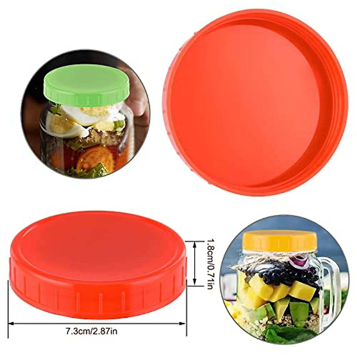 8 Pcs Plastic Mason Jar Lids with Leak-proof Silicone Ring,86mm Reusable Wide Mouth Canning Jar Lids,Plastic Storage Caps for Canning Jars (Black)