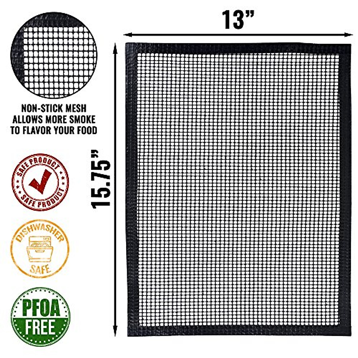Grillaholics BBQ Mesh Grill Mat - Set of 2 Grill Mats Non Stick - Nonstick Grilling with More Delicious Smoky Flavor - Lifetime Manufacturer Warranty