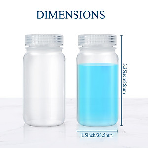 Hoolerry 20 Pcs Sample Bottles 2 Oz/ 60ml Wide Mouth Plastic Bottles Laboratory Grade Polypropylene Reagent Bottles Clear Liquids Storage Bottles with Screw Caps for Lab or storage