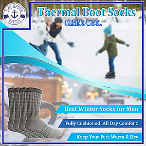 Yacht & Smith 4 Pairs Merino Wool Thermal Boot Socks for Hiking, Trail, Hunting, Winter