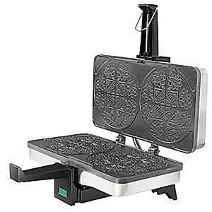 CucinaPro Krumkake Baker By Cucina Pro - 100% Non Stick, Makes Two Krumkake Pizzelle-Like Cookies, Great for Cannoli Filling & Cones