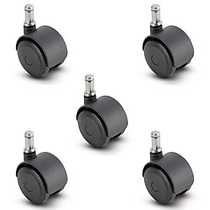 Caster HQ | Self-Braking 50mm Office Chair Casters (AKA Compression Chair Casters) | 5 Piece | 375 lb Capacity Per Set