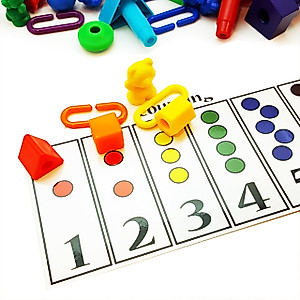 Skoolzy Extension Kit Pegboard Learning Cards - Toddler Games Learning Kit Extend Life of Toddler and Preschool Toys by Adding Patterning, Counting, Peg Board Lacing Color and Play Cards