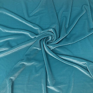 Stretch Velvet Solid by Elotex International Fabric (Turquoise Aqua)