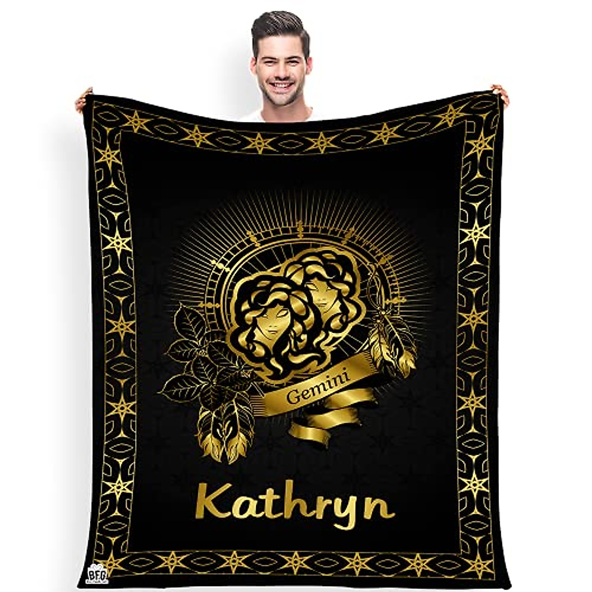Gemini Blanket, Customized Zodiac Blanket, with Custom Names, Horoscope Design, for Friends and Family, Birthday, Christmas, House Warming Gift, Super Soft and Warm Blanket