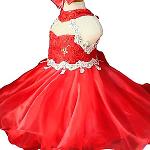 Jenniferwu G035 Infant Toddler Baby Newborn Little Girl's Pageant Party Birthday Dress RED SIZE12-18M