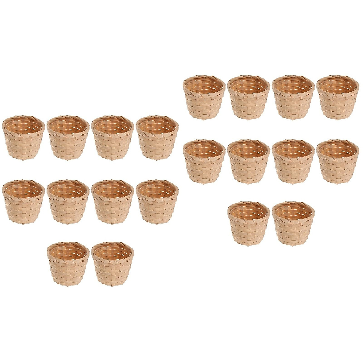 DOITOOL 20PCS Mini Woven Baskets for Treats and Decor, Mini Woven Baskets without Handles for Party Favors Crafts Decor (7.5x7.5x6cm) Khaki