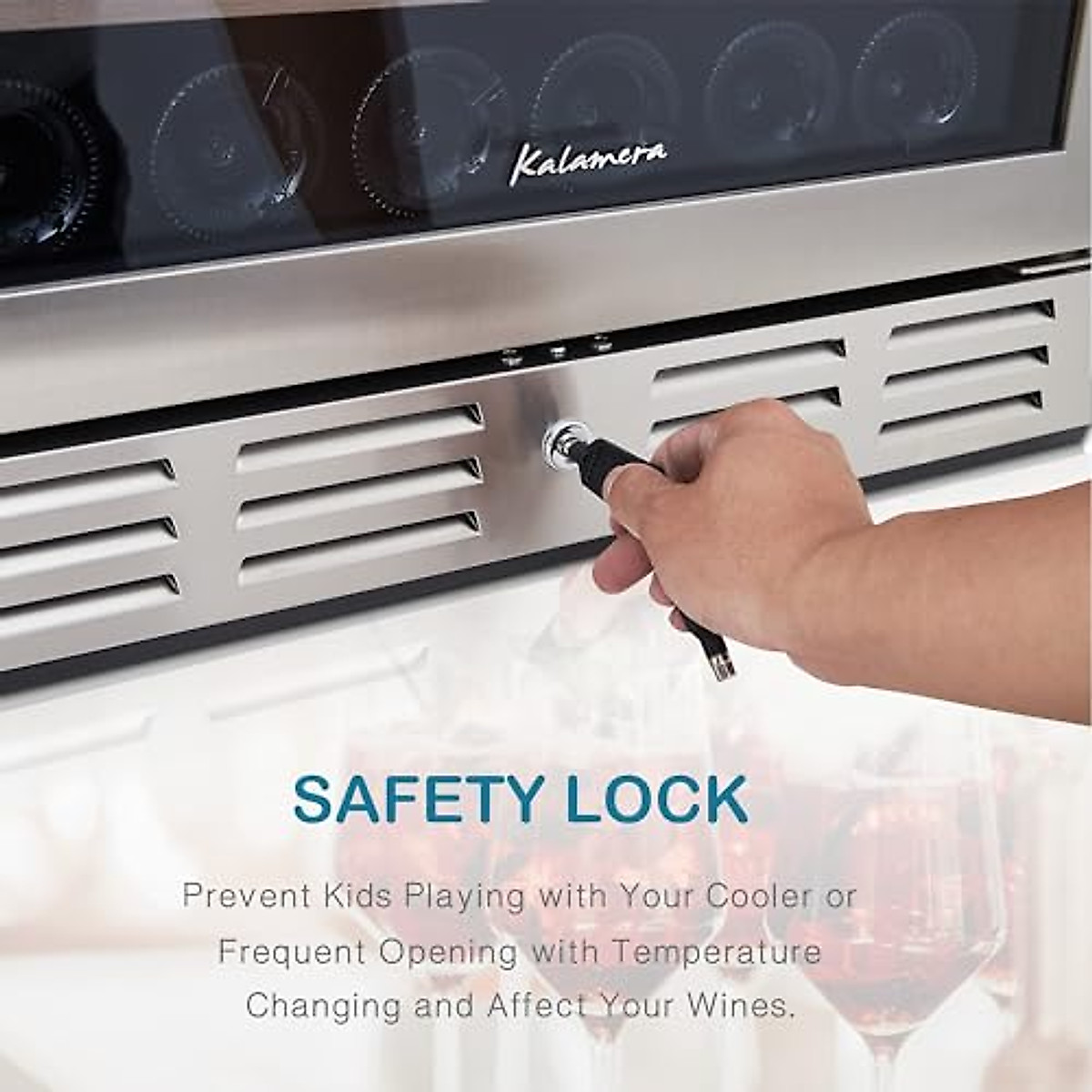 Kalamera 157 Bottle Freestanding Wine Cooler Refrigerator With Stainless Steel, triple-layered Tempered Glass Door, Electronic One-Touch Control with LED Display Wine Fridge