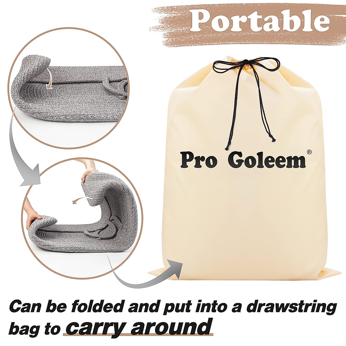 Pro Goleem Baby Diaper Changing Basket, Portable Easy to Clean Moses Basket for Newborn Babies with 1 Foam Pad 2 Waterproof Pad Covers and 1 Diaper Caddy Organizer