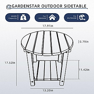 GARDENSTAR Adirondack Round Outdoor Side Table 2-Tier Storage Patio Side Table, HDPE End Tables for Backyard Pool Porch Garden Lawn (Blue)