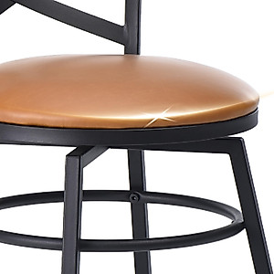 Soohow Upholstered Set of 4, Faux Leather Cushion Mid Century X Back Comfortable Swivel Room Retro Set,350LB,Whisky, Dining Chairs 4 PCS, Whiskey Brown