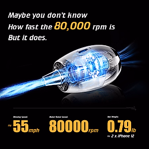 Cordless Air Duster 2.0 - Compressed Air No Heat Air Replaces Canned Air 80000RPM 55MPH - Electric Duster for Cleaning Gaps, Computer, Keyboard, Replaces Compressed Air Can