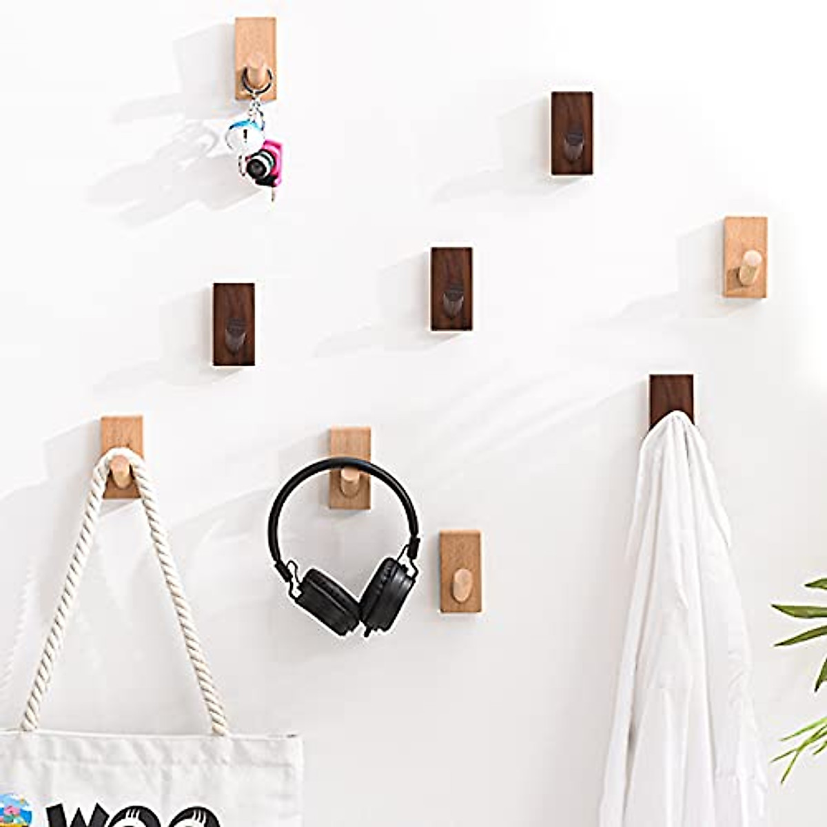 TAOIFY Wood Wall Hooks-(3 Black Walnut Hooks) Handmade Natural Wooden Hooks, Wall-Mounted Hooks, can Hang Clothes, Hats, Hangers, Towels, Heavy Objects
